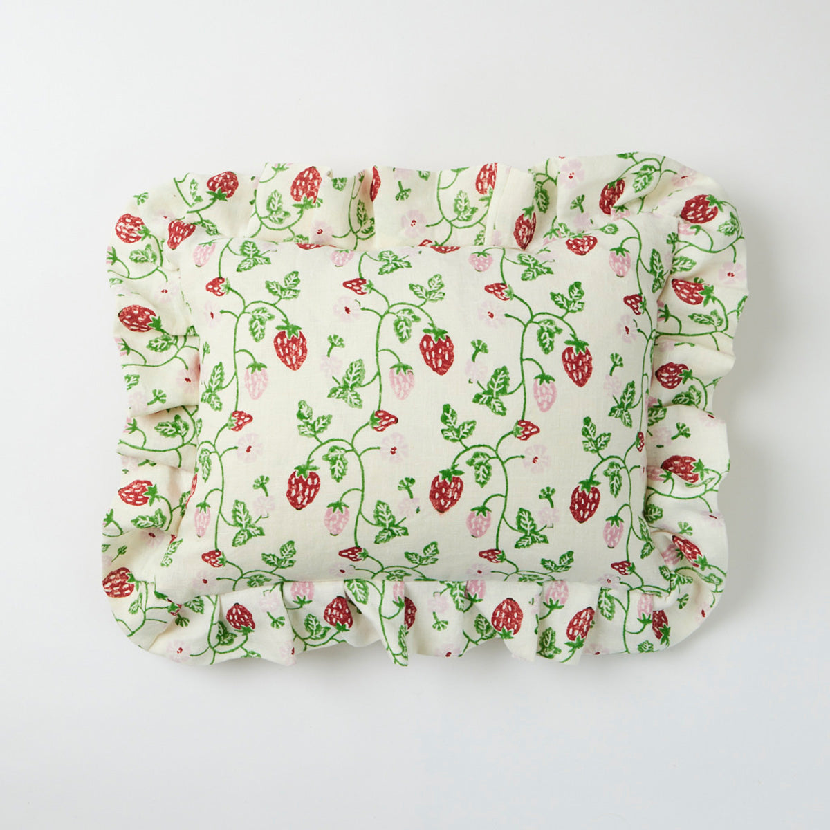 Molly Mahon Cushion Frill Strawberry Grass