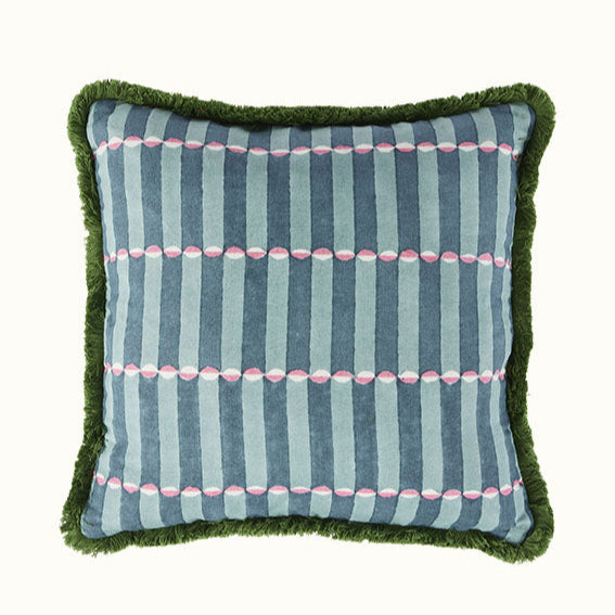 Molly Mahon Cushion Brushed Fringe Luna in Blue Pink