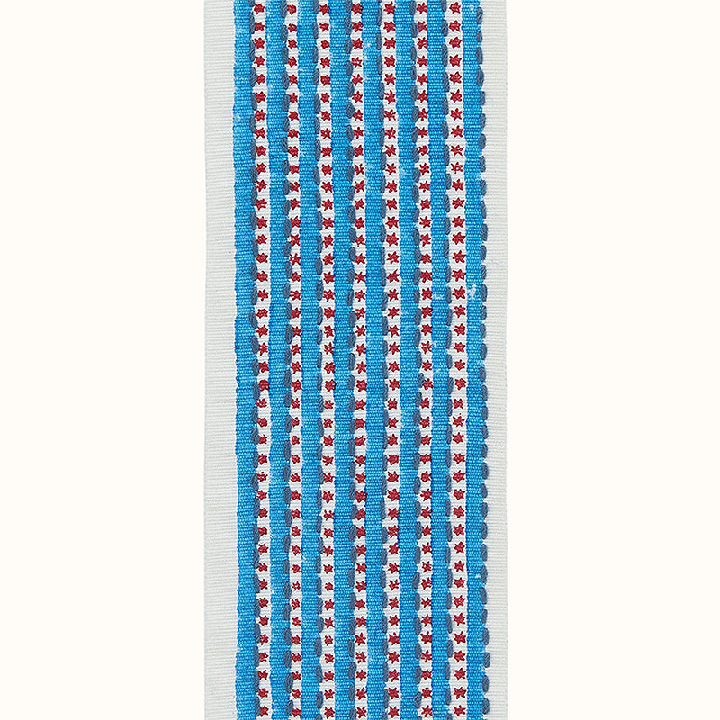 Molly Mahon Trim Stripe & Dot Block printed Cotton Embroidery Blue Red