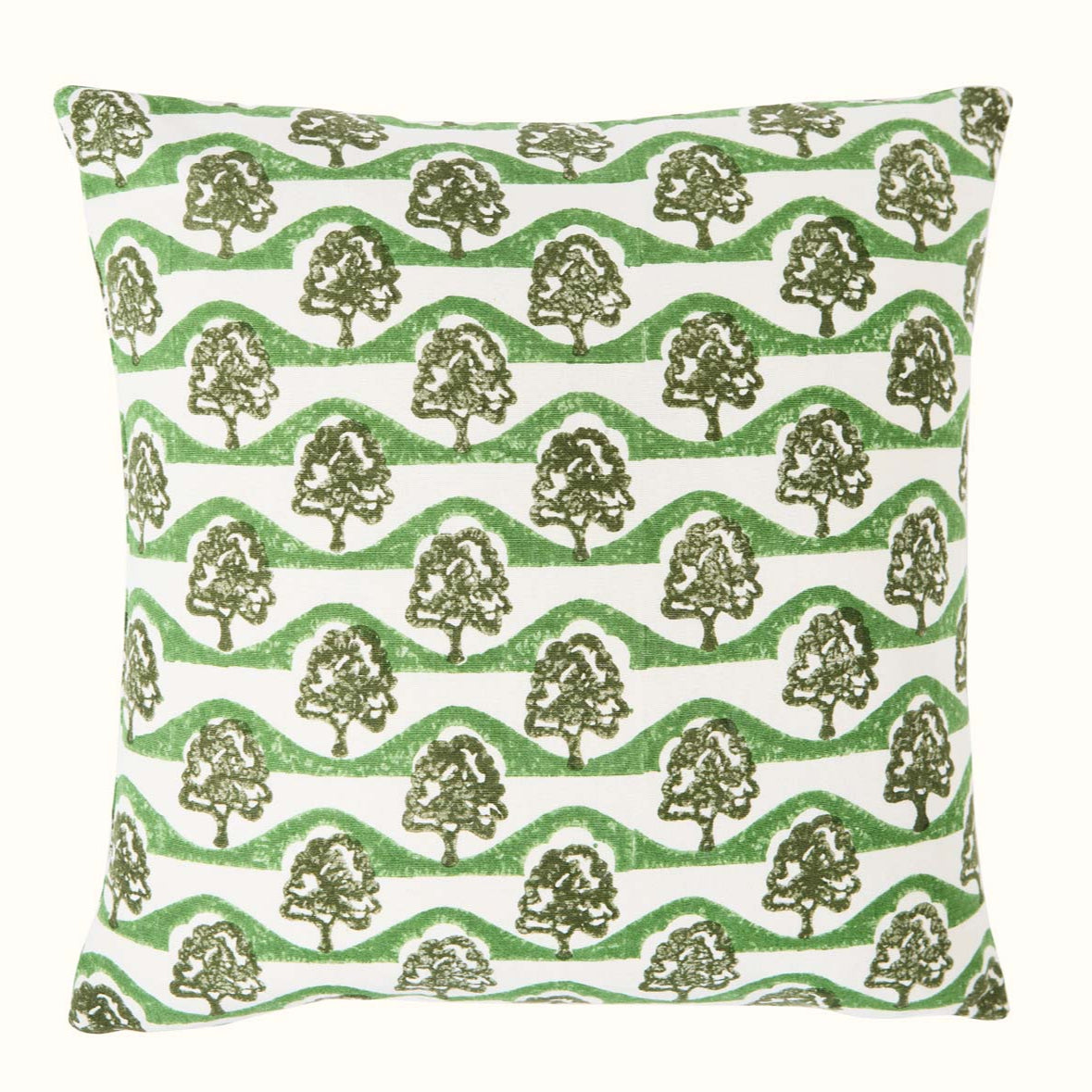 Molly Mahon Hand Block Printed Sycamore Cushion Olive/Green