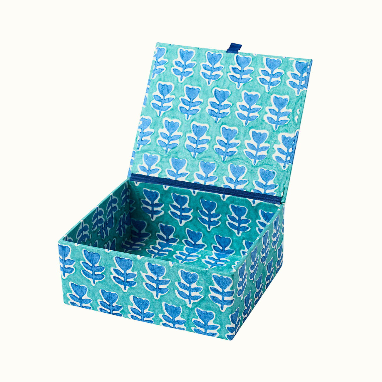 Molly Mahon Handmade Stationery Trinket Box Flower Navy Teal