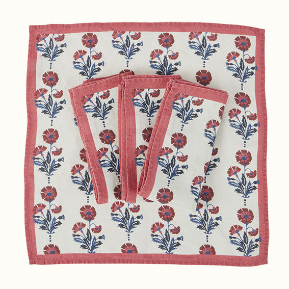 Molly Mahon Napkin Dianthus in Indigo Iron
