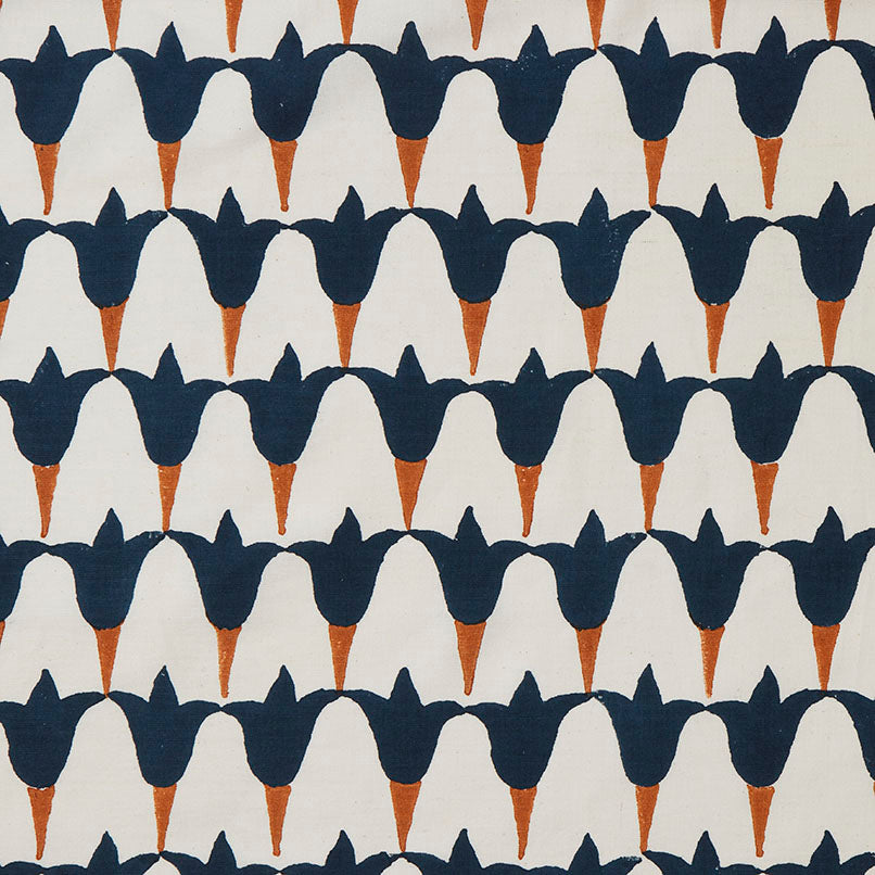 Tulip Block printed Fabric Linen/Cotton Midnight/Copper – Molly Mahon